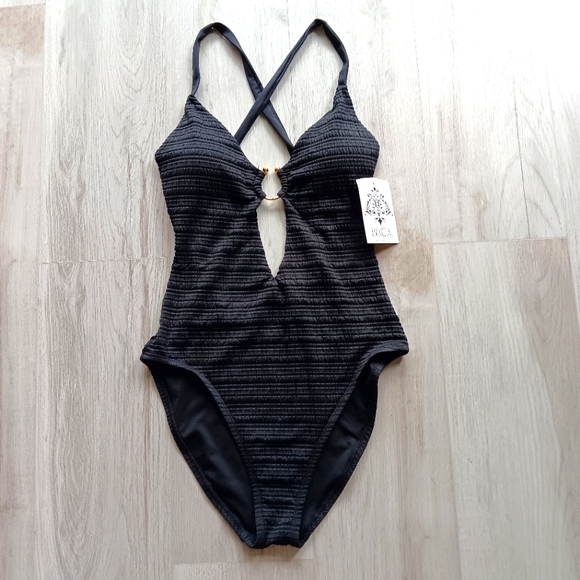 BECCA | Swim | New Becca One Piece Swimsuit Plunge Neckline Knit ...